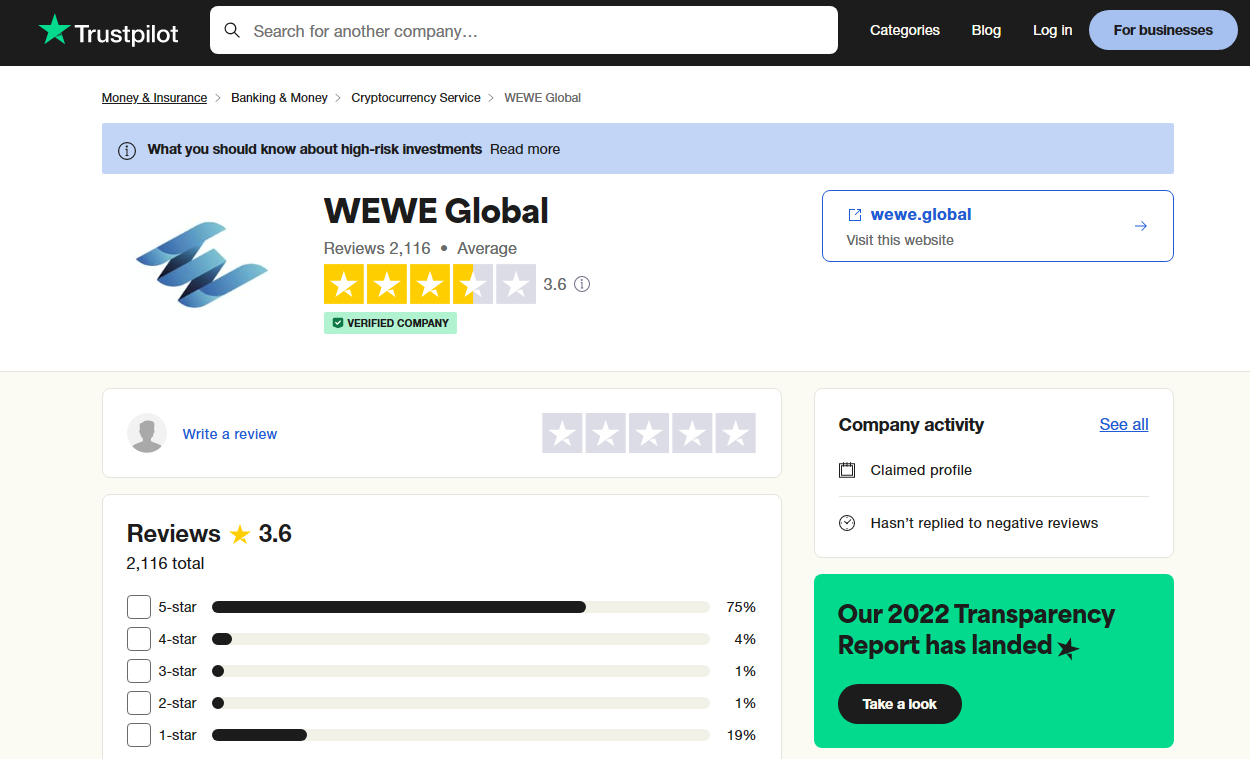 WEWE Global Review: Scam Or Legit? | Recover Lost Funds - Intelligence ...